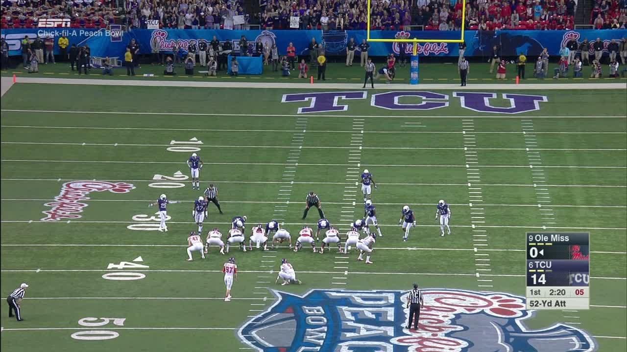 1Q TCU G. Wunderlich 52 yd FG MISSED,OLE MISS penalty, Personal Foul (J ...