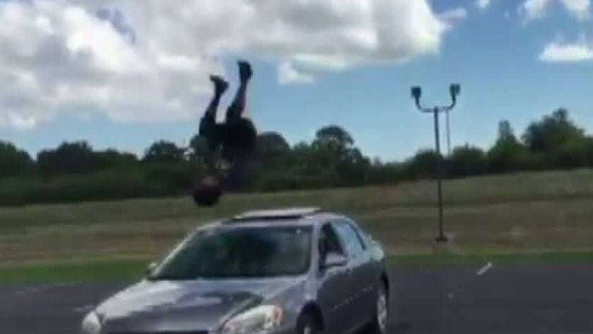 Jumping-over-cars man is back - ESPN Video