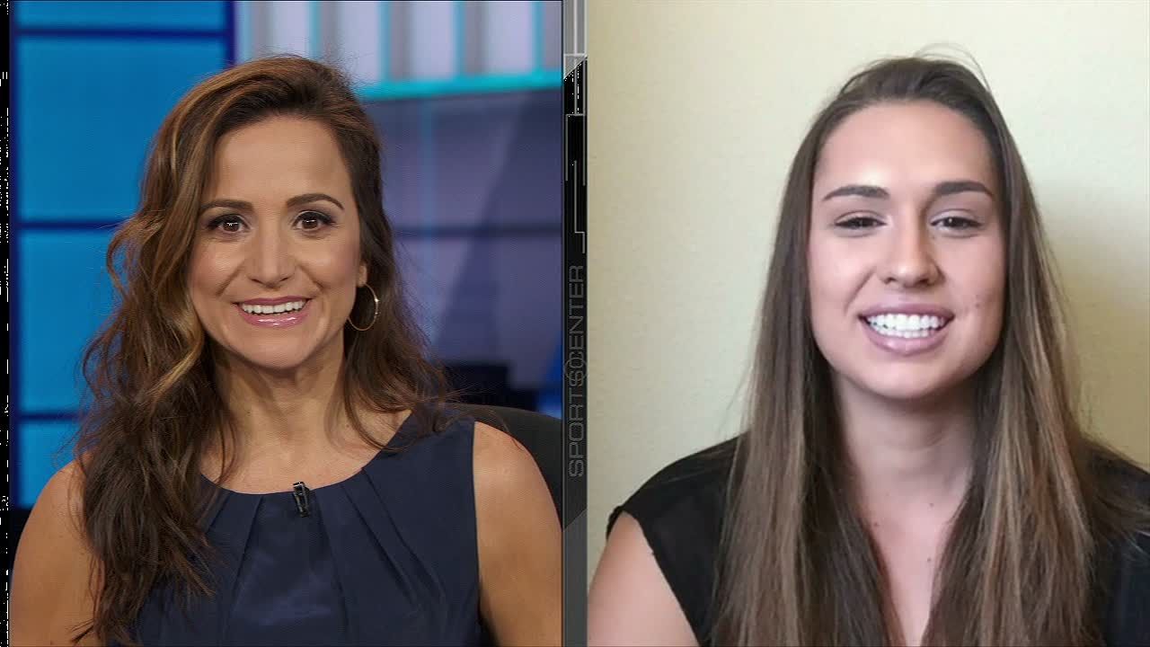 Becca Longo incredibly emotional about getting scholarship - ESPN Video