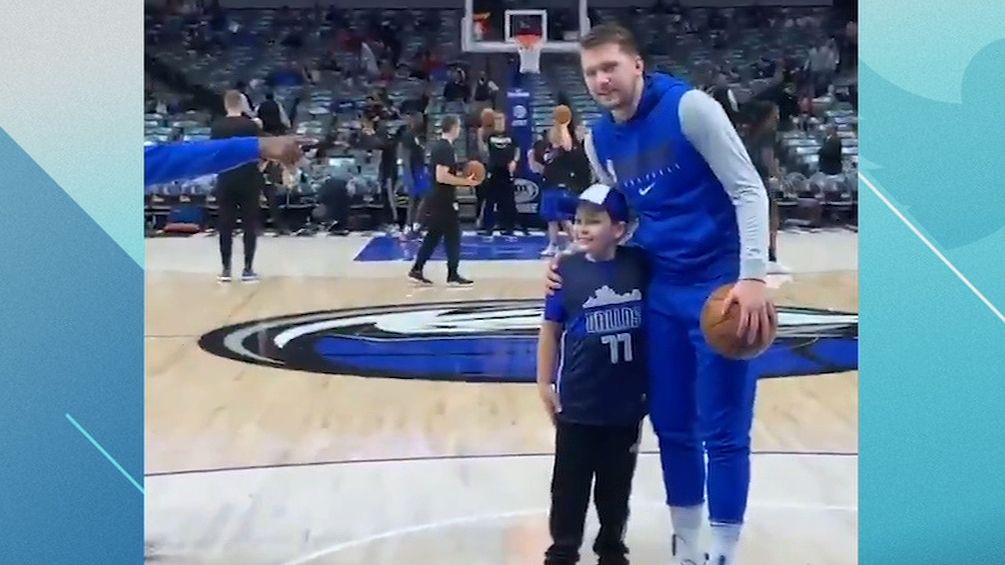 A young fan's sign turns into a visit with Luka - ESPN Video