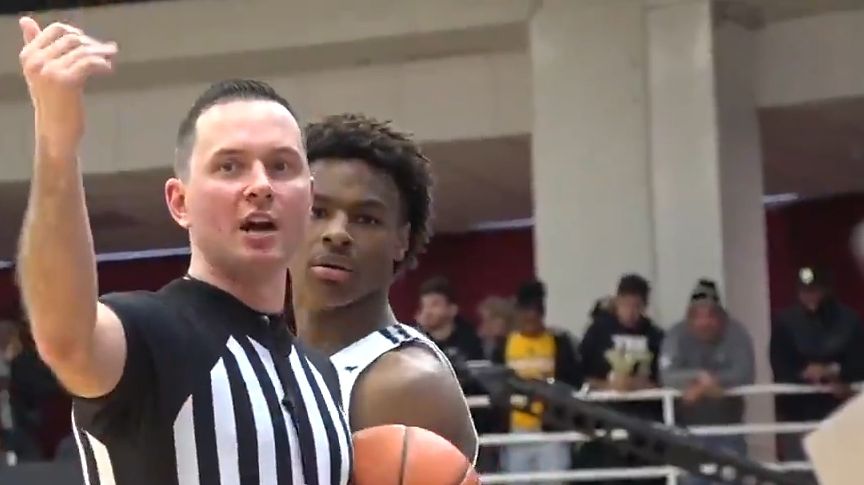 Debris from crowd hits Bronny James at Hoophall Classic - ESPN Video