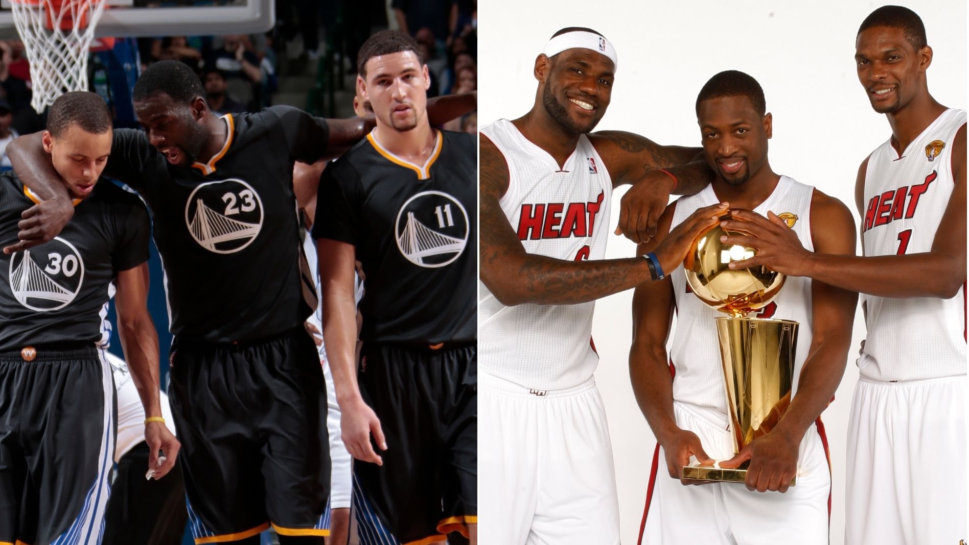 Warriors big 3 vs. Heat big 3, D-Wade and Steph debate - ESPN Video