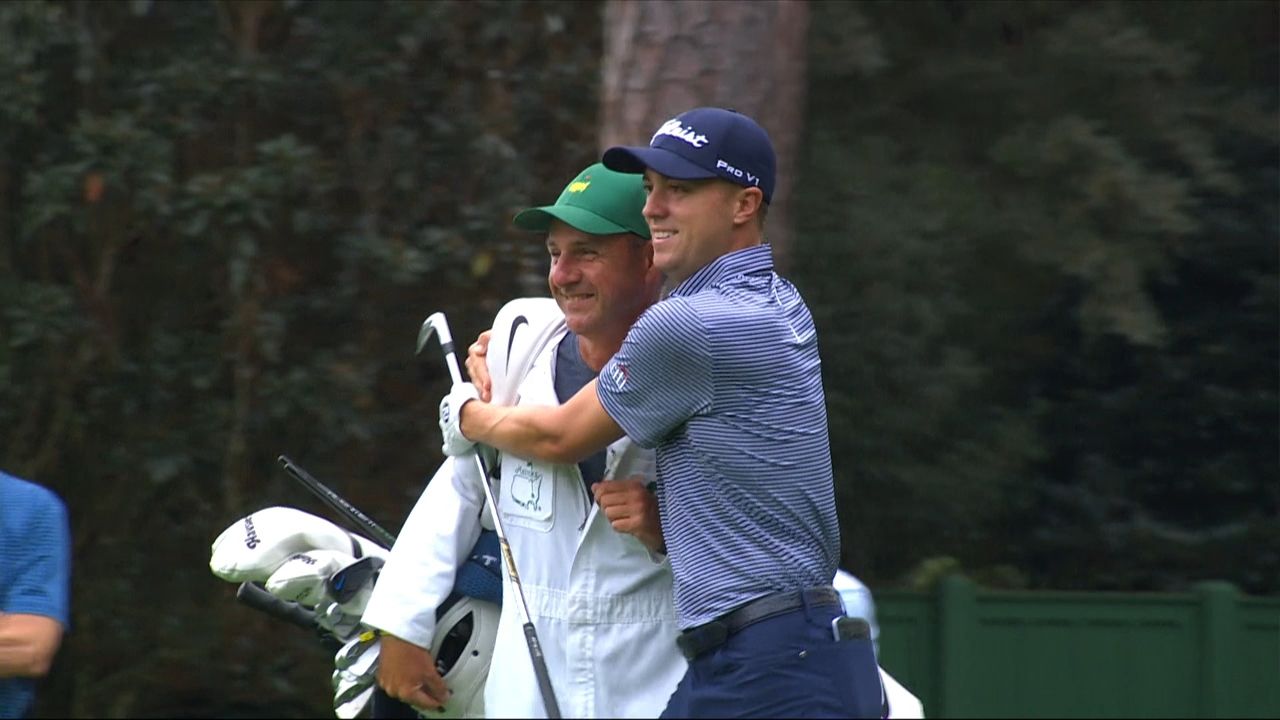 Thomas gives Koepka's caddie big hug after nice shot - ESPN Video