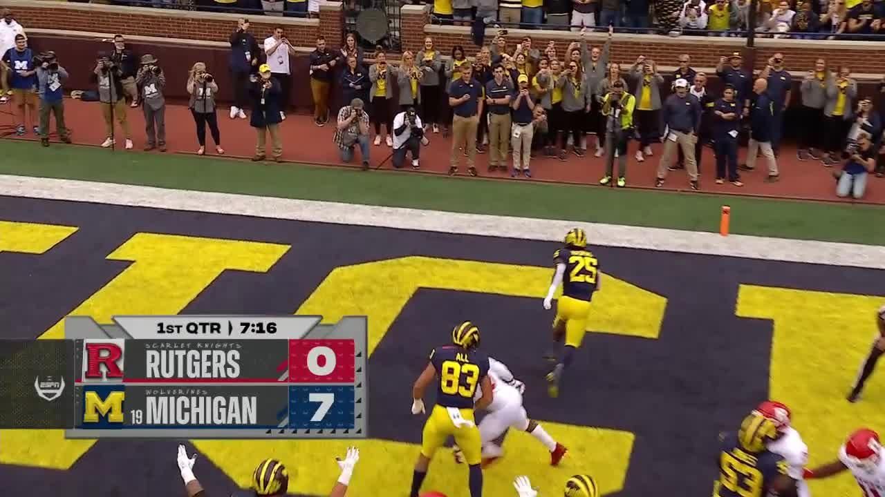 Haskins follows blockers into end zone for Michigan TD - ESPN Video