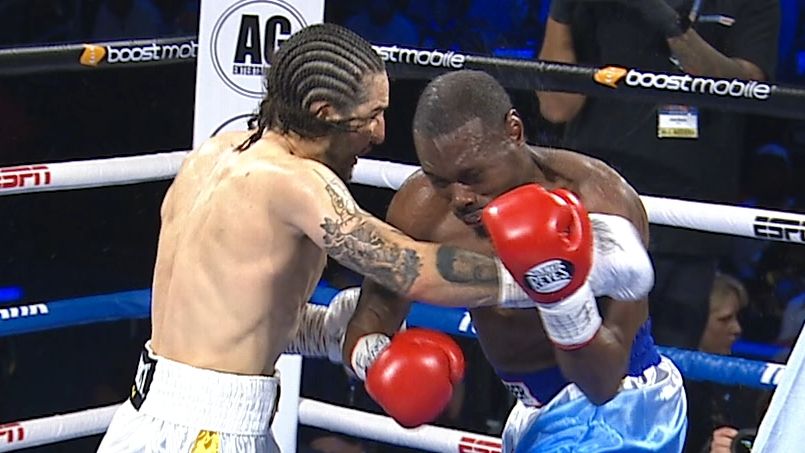 Nico Ali Walsh forces James Westley's corner to throw in the towel ...