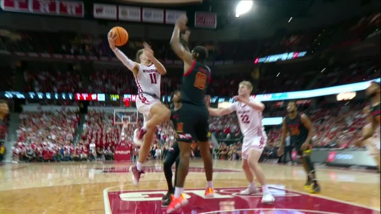 Max Klesmit gets the layup to fall vs. Maryland Terrapins - ESPN Video