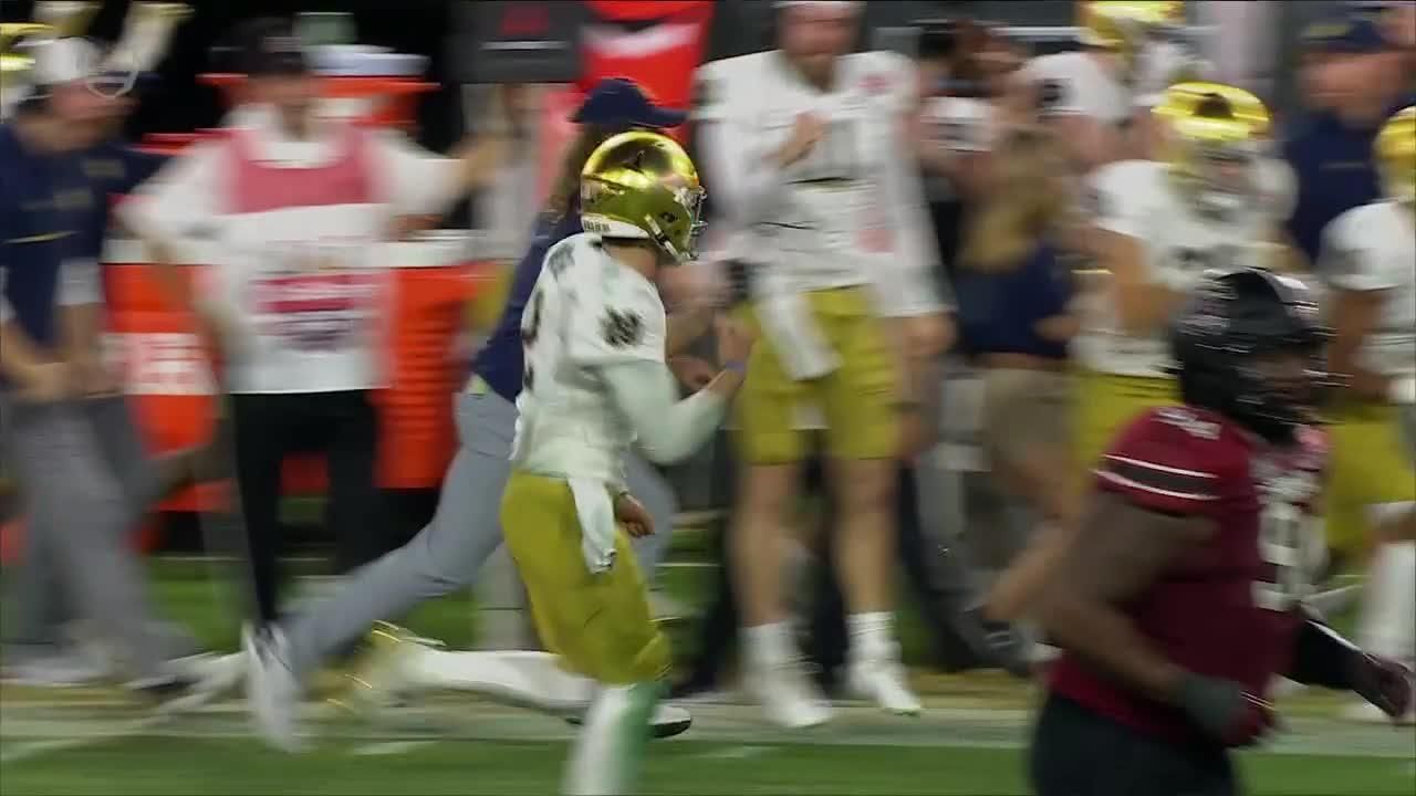 Tyler Buchner launches a 44-yard TD pass for Notre Dame - ESPN Video