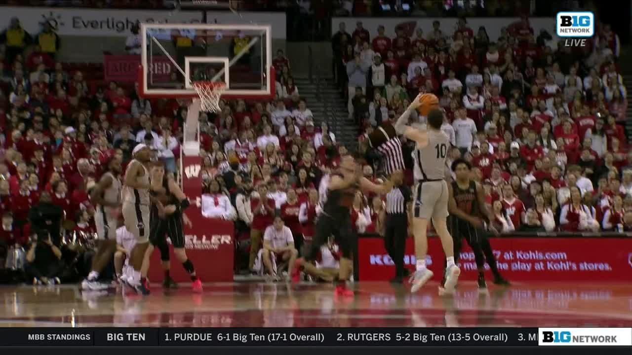 Andrew Funk drills 3 in from Wisconsin Badgers vs. Penn State Nittany ...