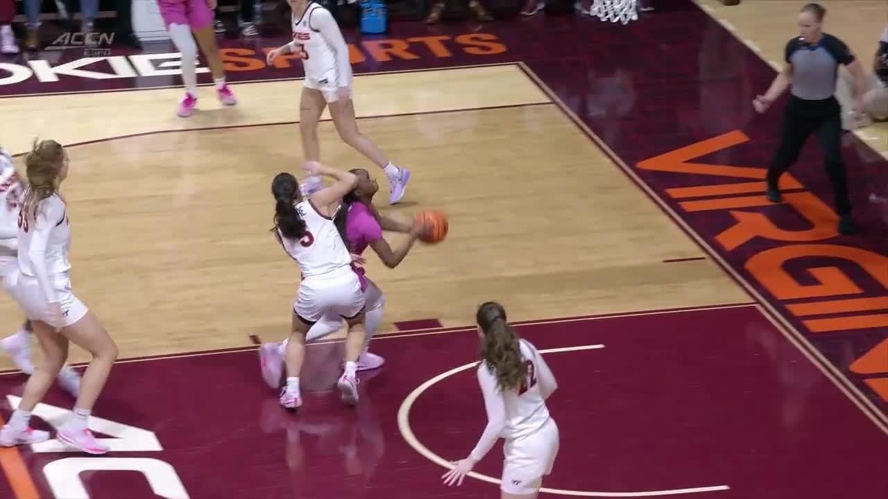 Ta'Niya Latson somehow gets the and-1 to fall - ESPN Video