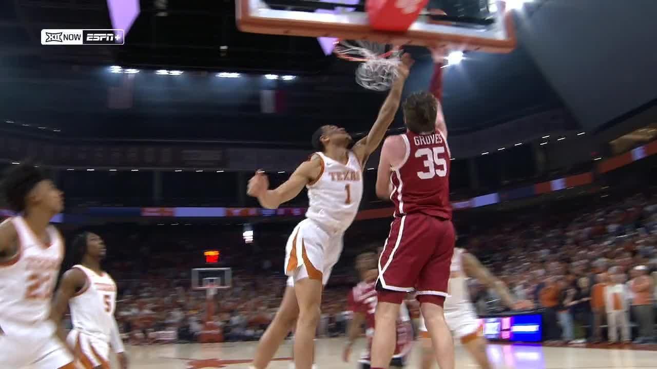 Oklahoma's Tanner Groves shows off his post footwork for the bucket ...
