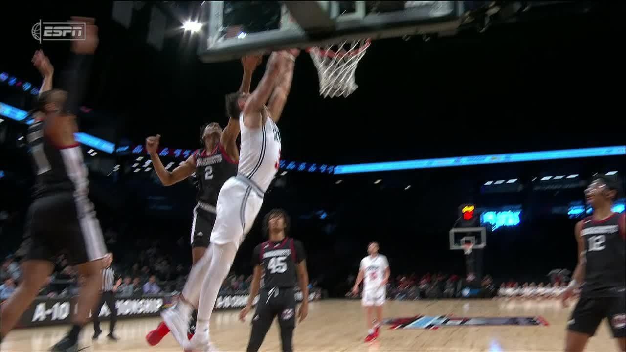 Tyler Burton passes by 2 defenders for the monster dunk - ESPN Video