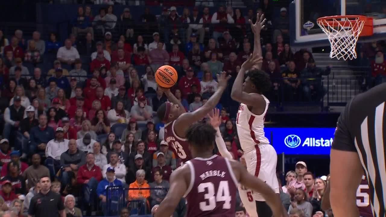Charles Bediako elevates for the block - ESPN Video