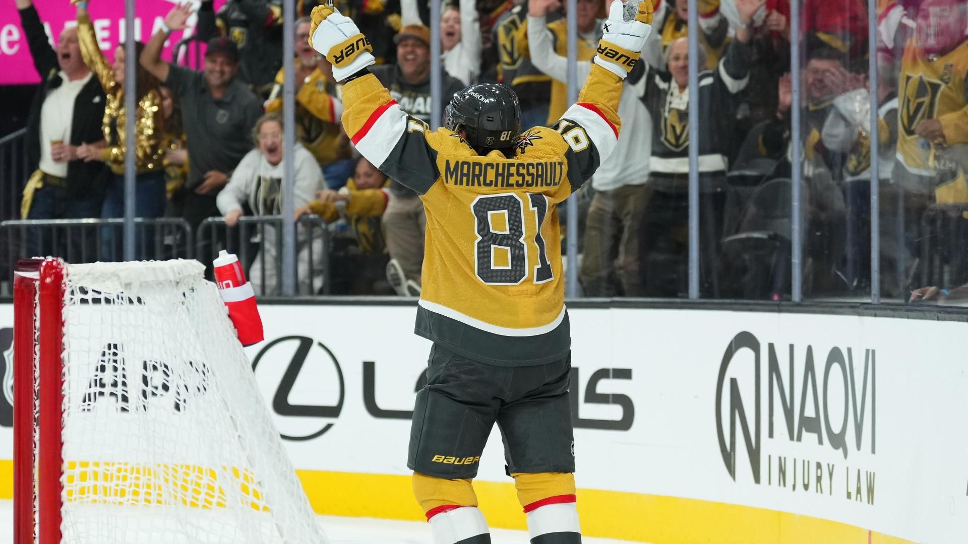 Jonathan Marchessault taps in the goal to pad the Golden Knights' lead ...