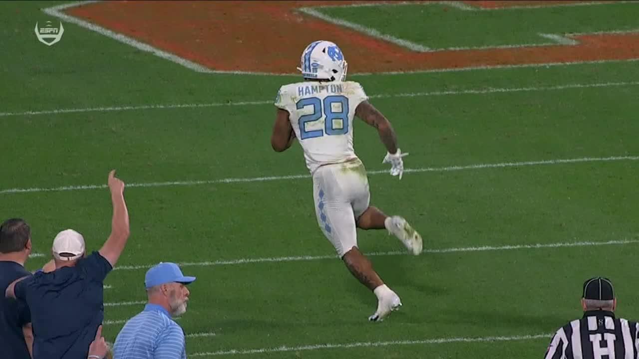 Omarion Hampton breaks a tackle for a 55-yard TD - ESPN Video