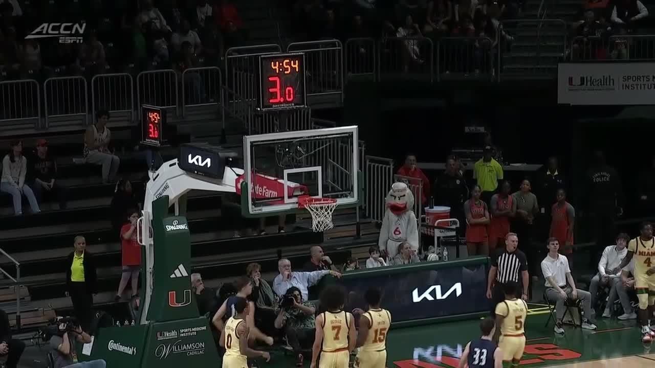 Oscar Berry drains 3-point shot vs. Miami Hurricanes - ESPN Video