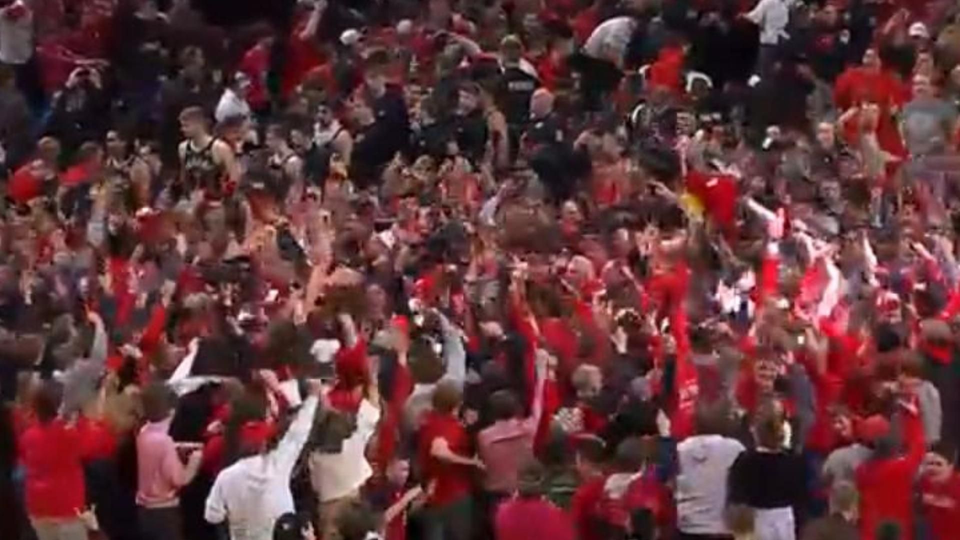 Nebraska fans rush the court after upset of top-ranked Purdue - ESPN Video