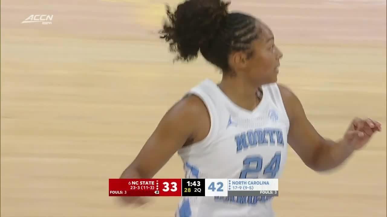 UNC's Indya Nivar gets own rebound off missed FT and scores - ESPN Video