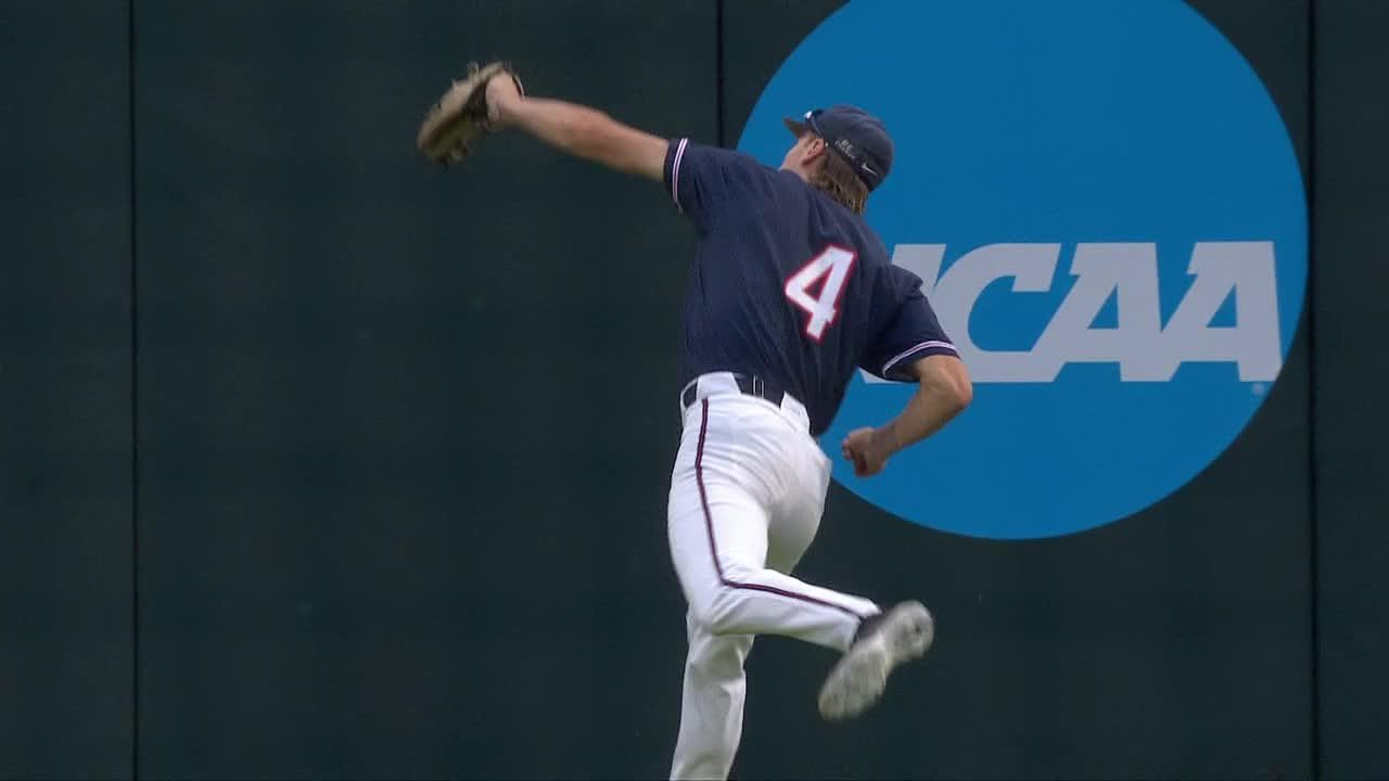UConn's Korey Morton makes leaping grab on warning track - ESPN Video
