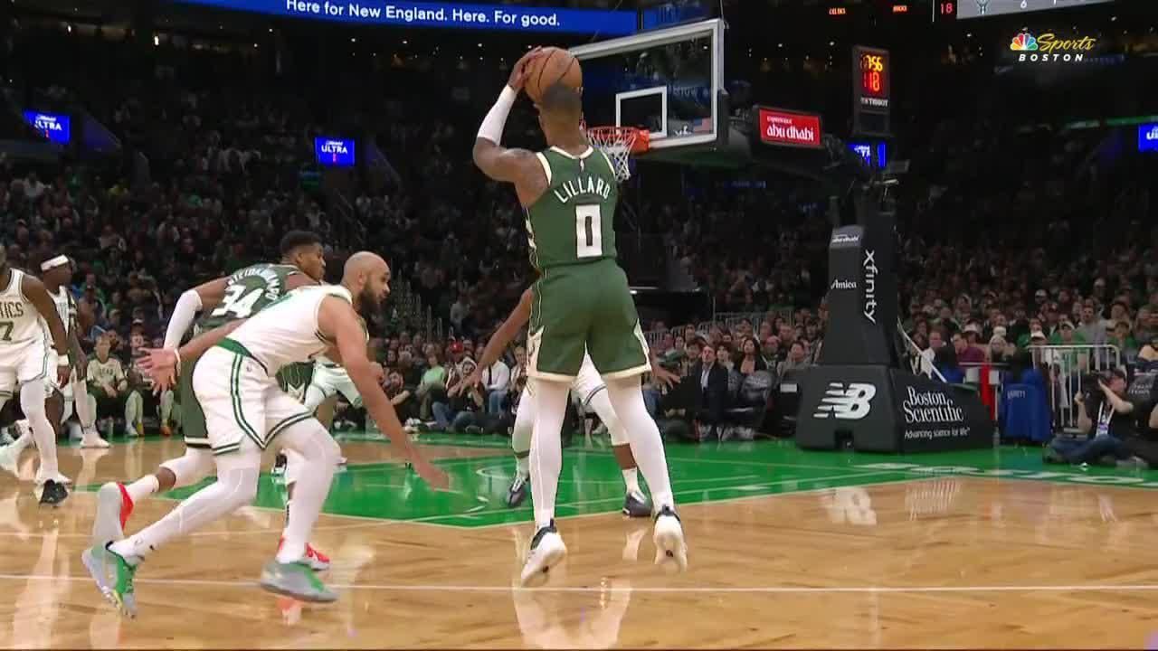 Damian Lillard drops in a trey for the Bucks - ESPN Video