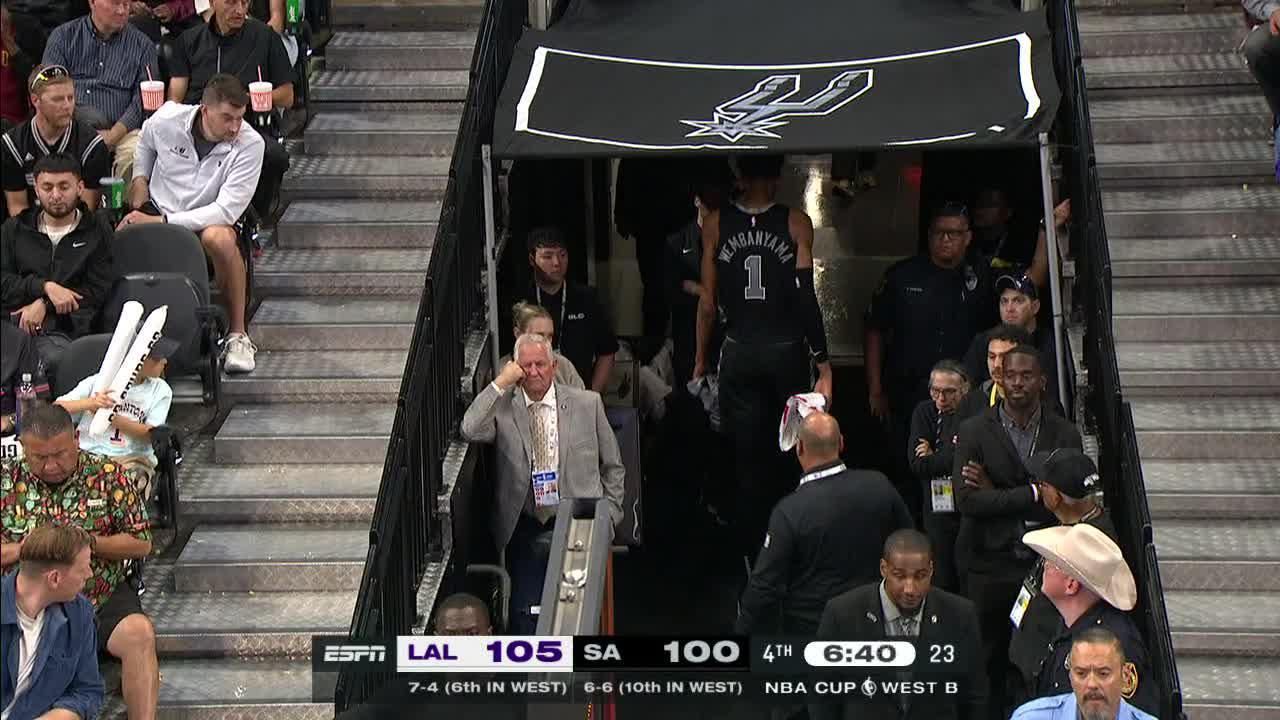 Wemby heads back to the locker room after collision - ESPN Video