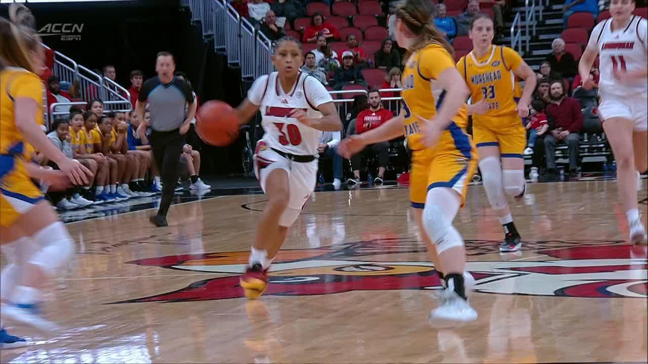 Jayda Curry finishes through contact for Louisville - ESPN Video