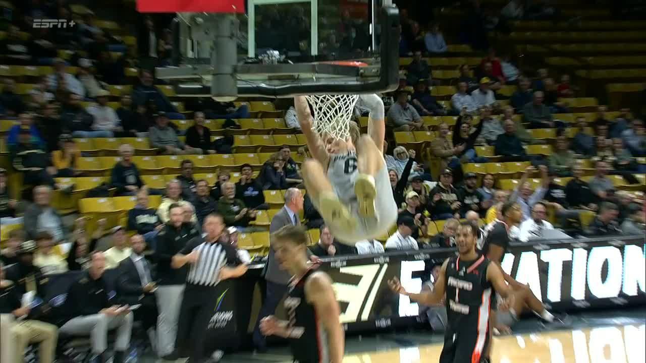 Trevor Baskin gets up for the beautiful dunk - ESPN Video