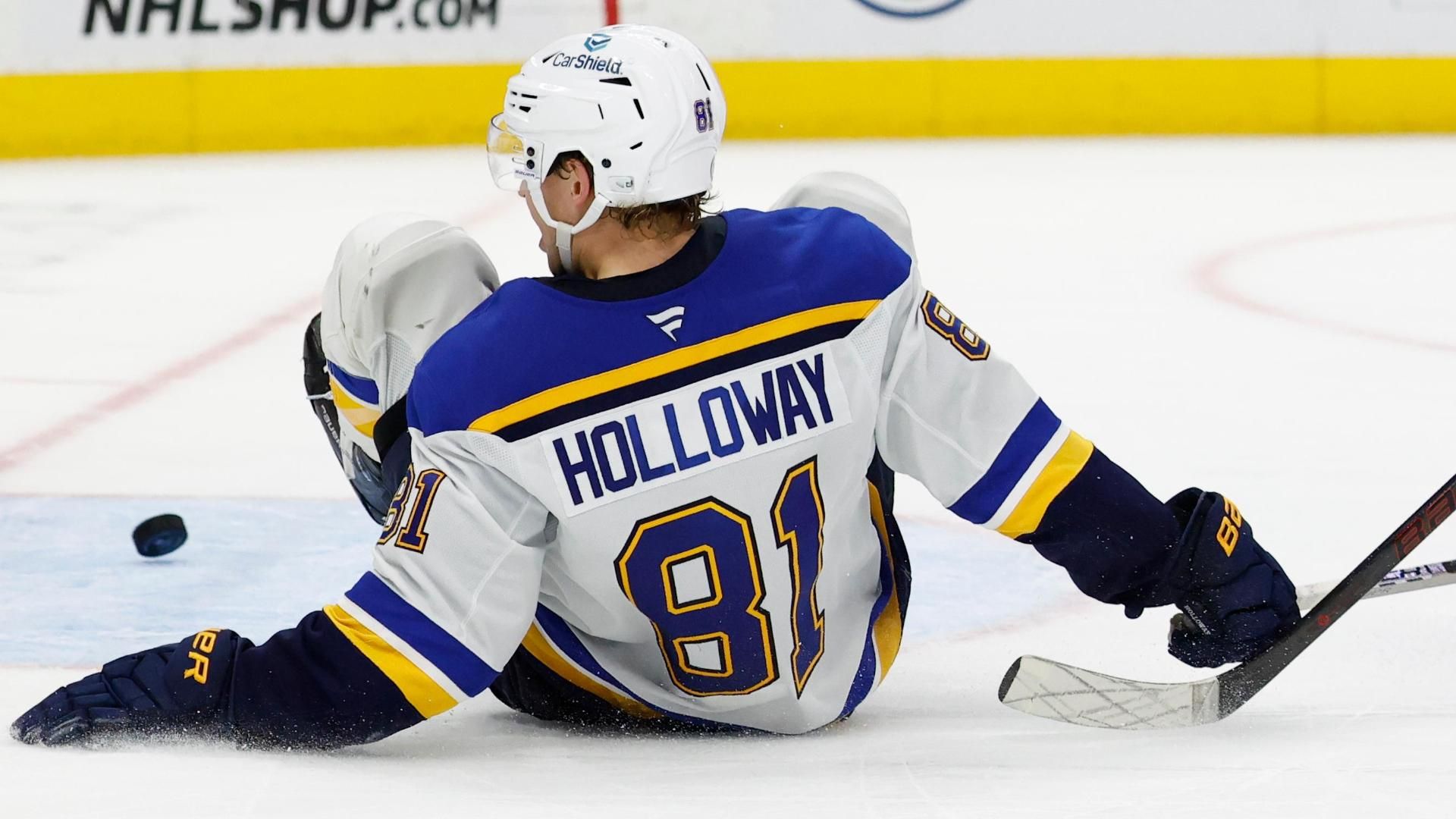 Dylan Holloway completes Blues win with hat-trick goal - ESPN Video