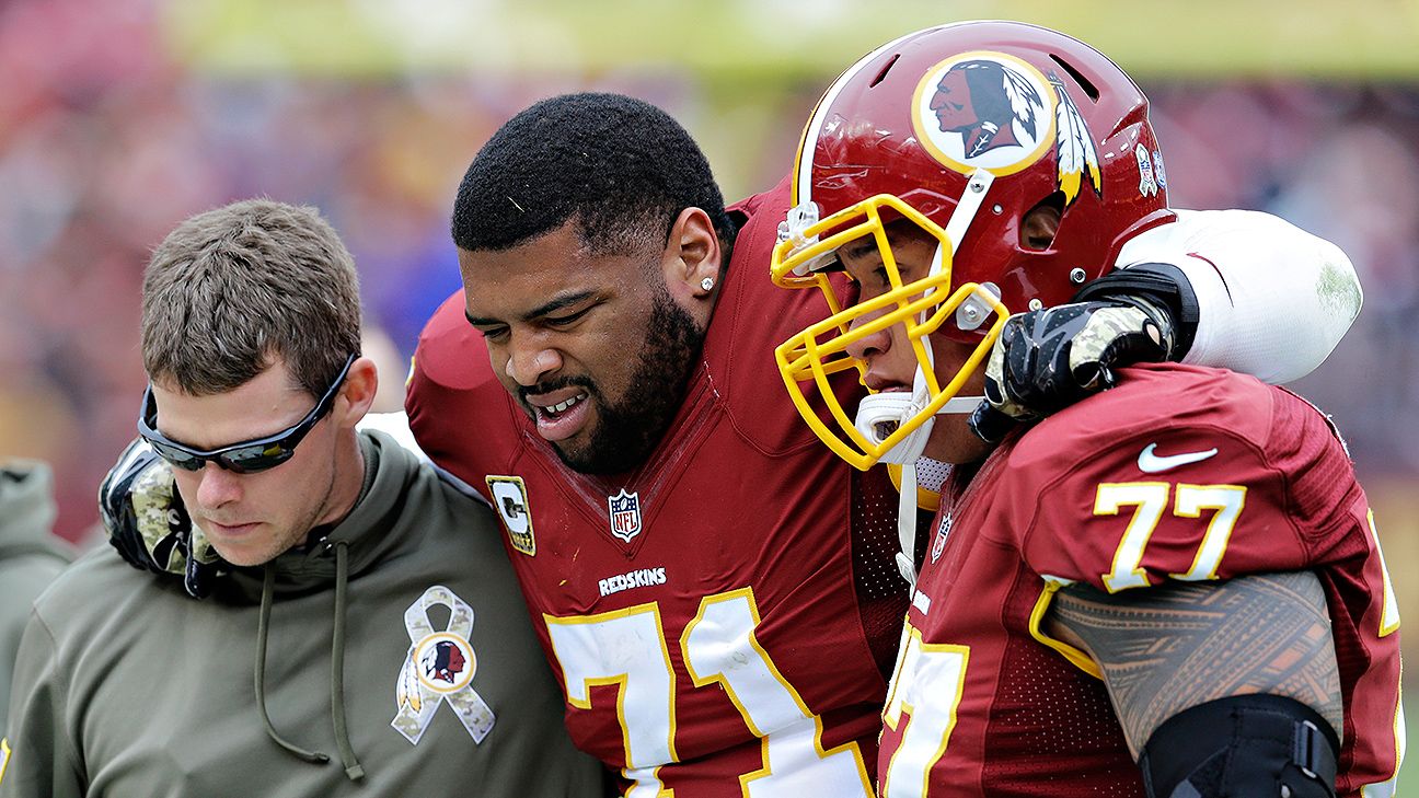 Trent Williams of Washington Redskins leaves game with knee, ankle ...