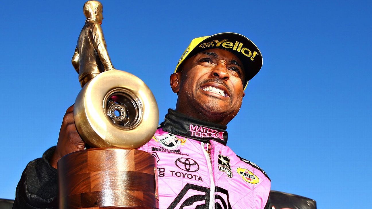 Antron Brown takes qualifying lead in NHRA Toyota Nationals at Las Vegas