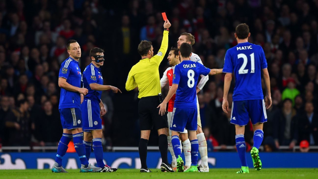 Ask Steven - Who's been sent off most times in the Premier League? - ESPN