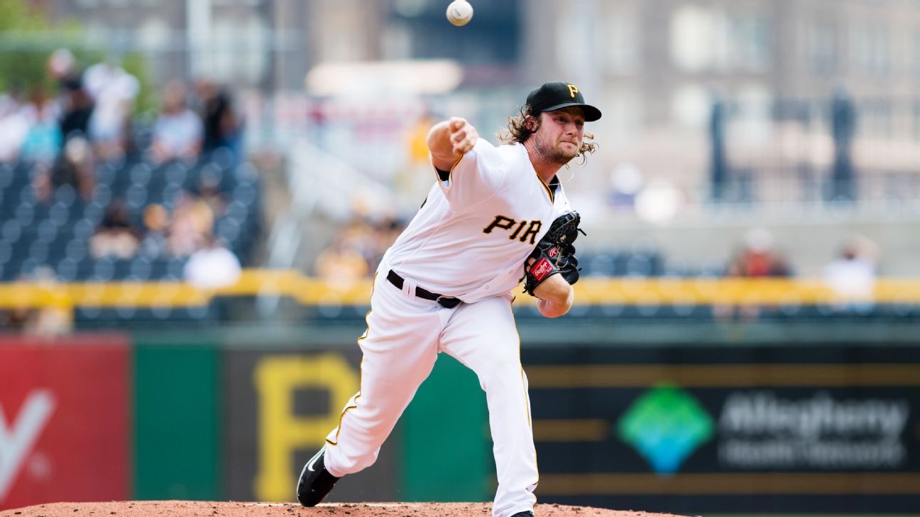 Gerrit Cole of Pittsburgh Pirates plays catch day after beginning ...
