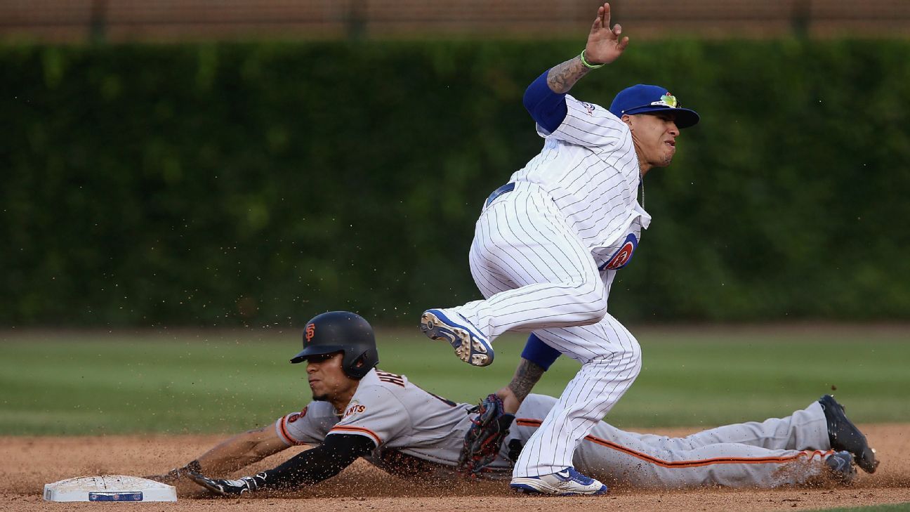 No one quicker at tagging runners than Chicago Cubs' Javier Baez - ESPN ...