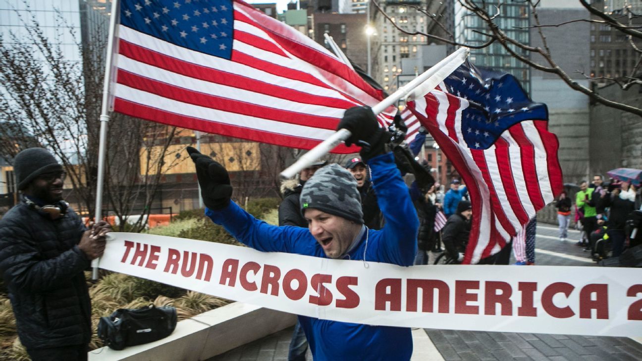 George Chmiel completes run across U.S. behind schedule -- but ...