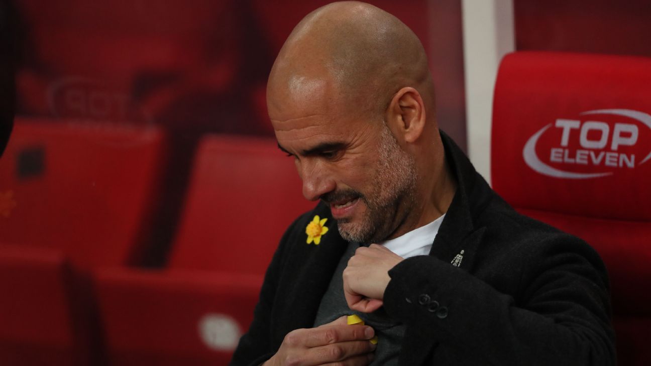Pep Guardiola's wearing of yellow ribbon an 'act of defiance' - FA - ESPN