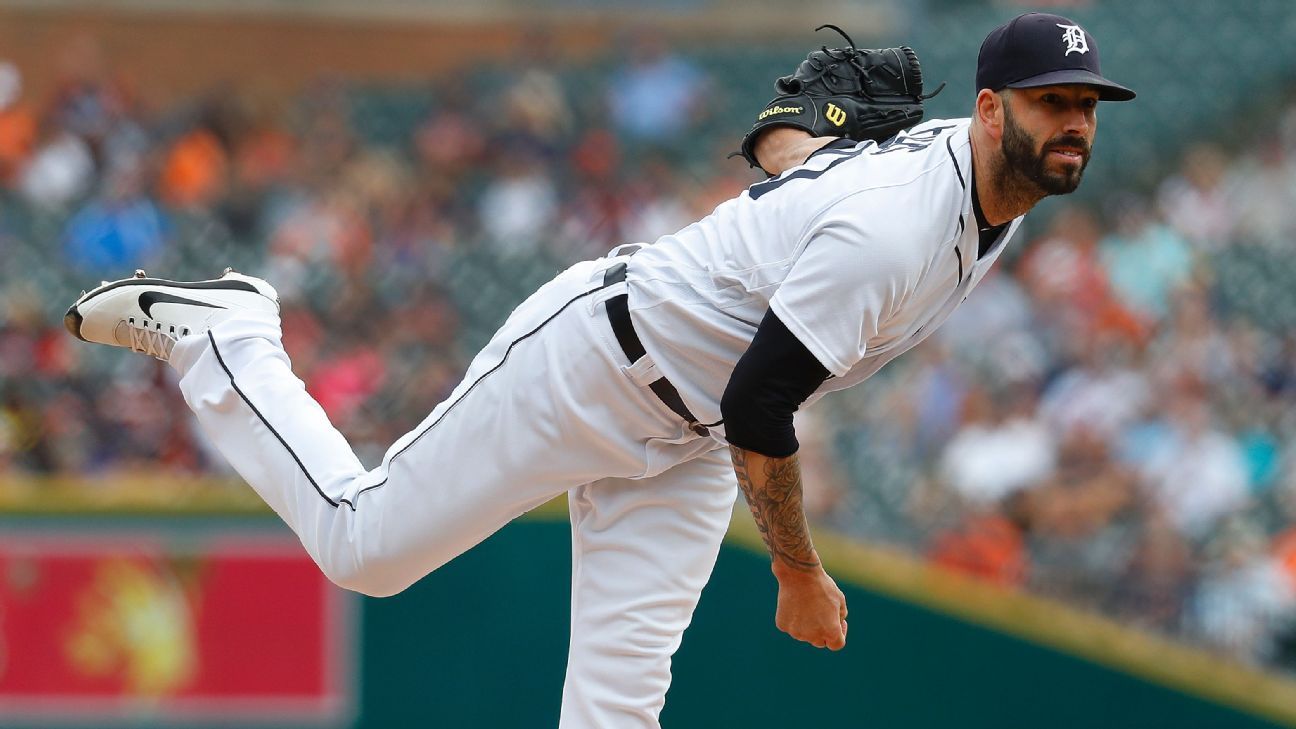 Detroit's Mike Fiers leaves start vs. Reds after getting hit in shin - ESPN
