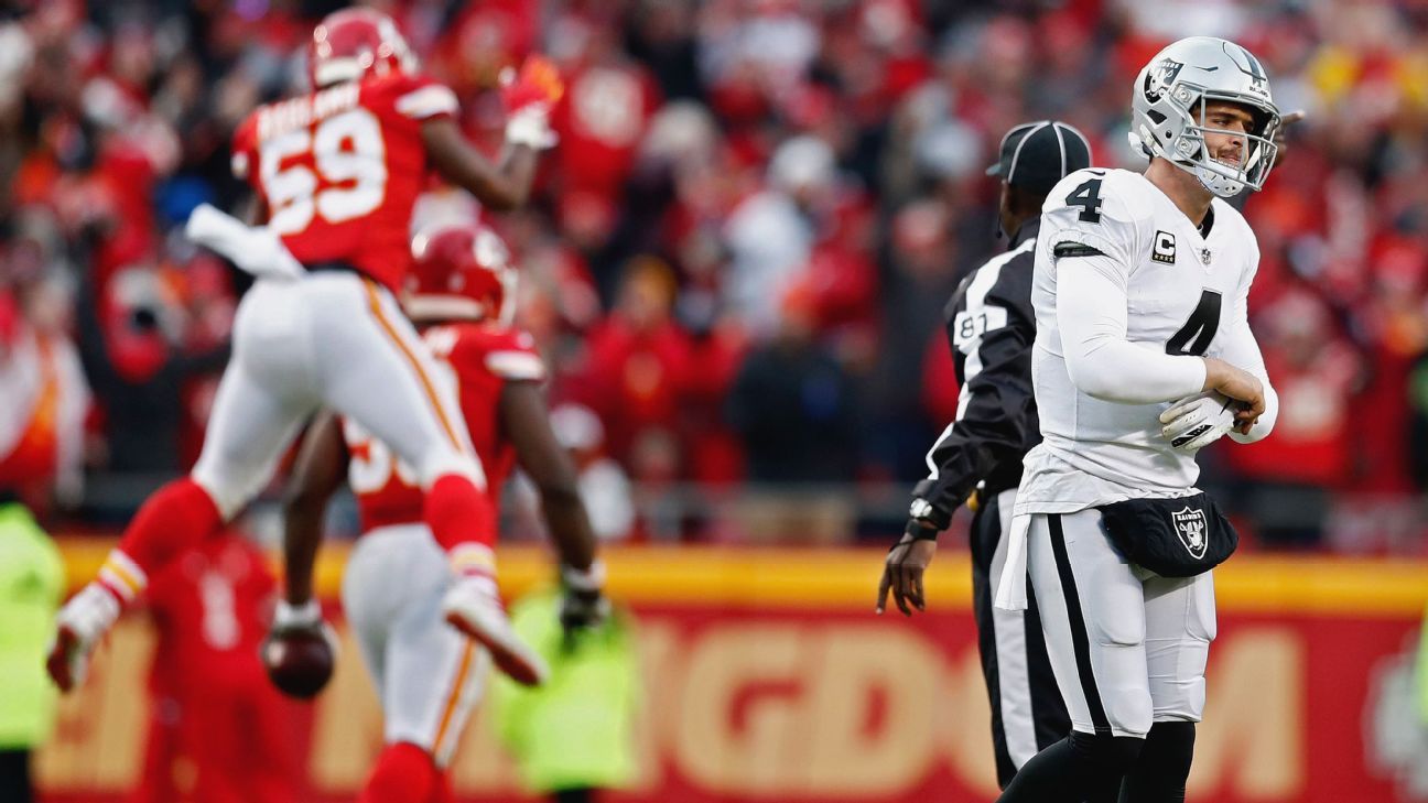 Can Raiders' Derek Carr exorcise his Arrowhead Stadium demons? - ESPN ...