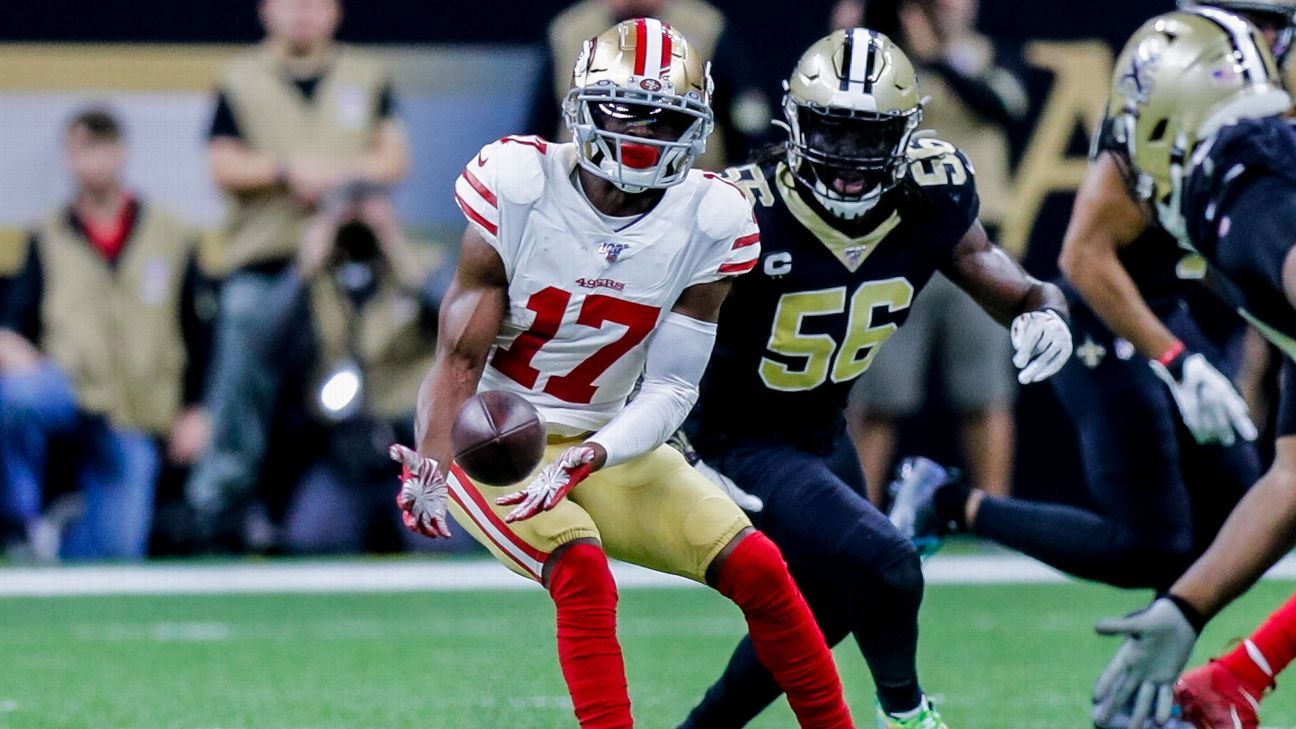 Emmanuel Sanders leading 49ers' young receivers in multiple ways - ESPN ...