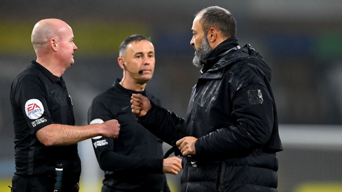 Wolves boss Nuno refuses to apologise to referee Mason - ESPN