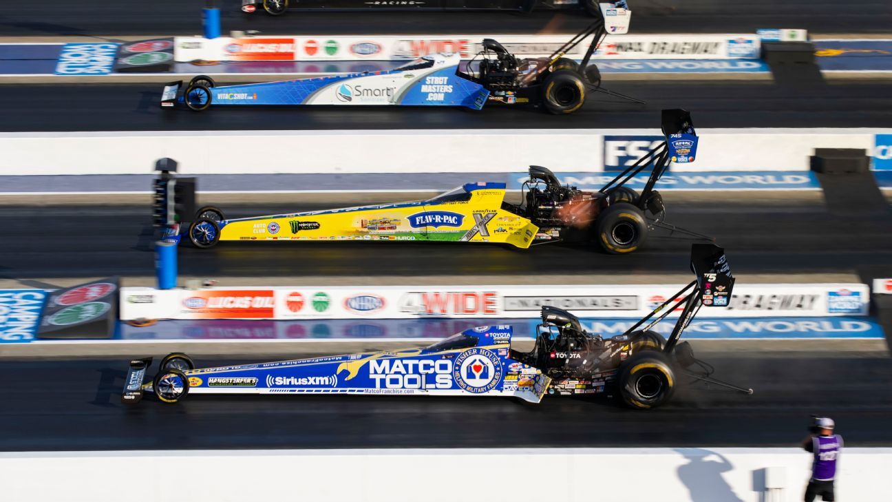 John and Brittany Force sweep NHRA nitro classes in qualifying for NHRA ...