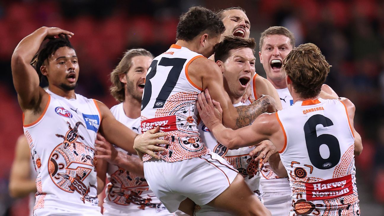 AFL Round 14 GWS Giants stay in finals hunt with win over Carlton Blues ...