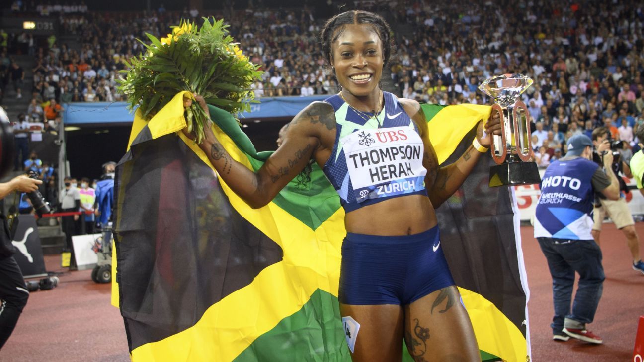 Olympic champion sprinter Elaine Thompson-Herah wins women's 100 meters ...