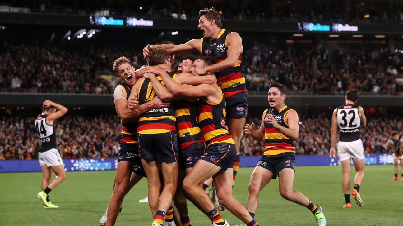 AFL Round 3 Adelaide Crows sink Port Adelaide with goal after AFL siren ...