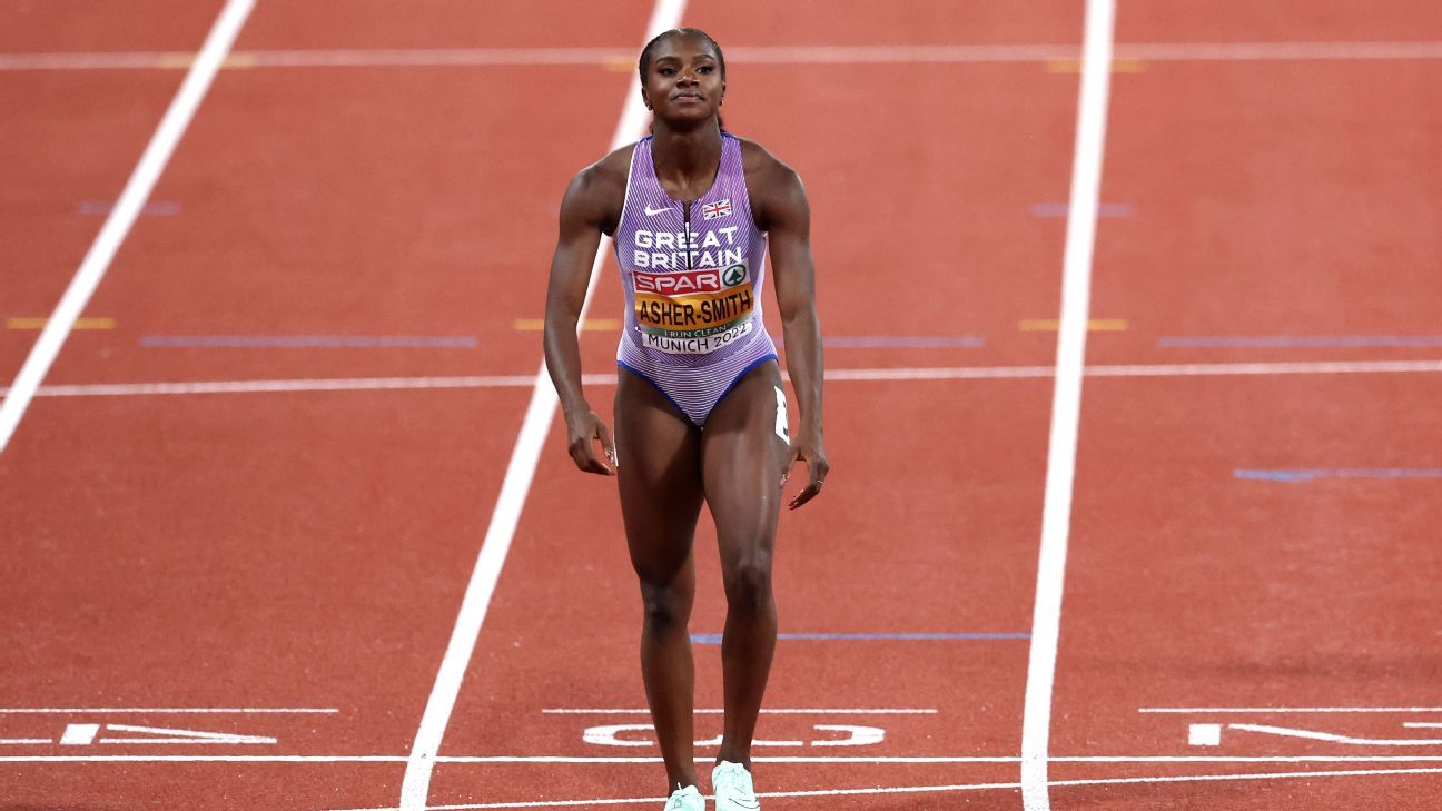 Dina Asher-Smith pulls up in European 100m final; Olympic champion Jacobs wins gold - ESPN
