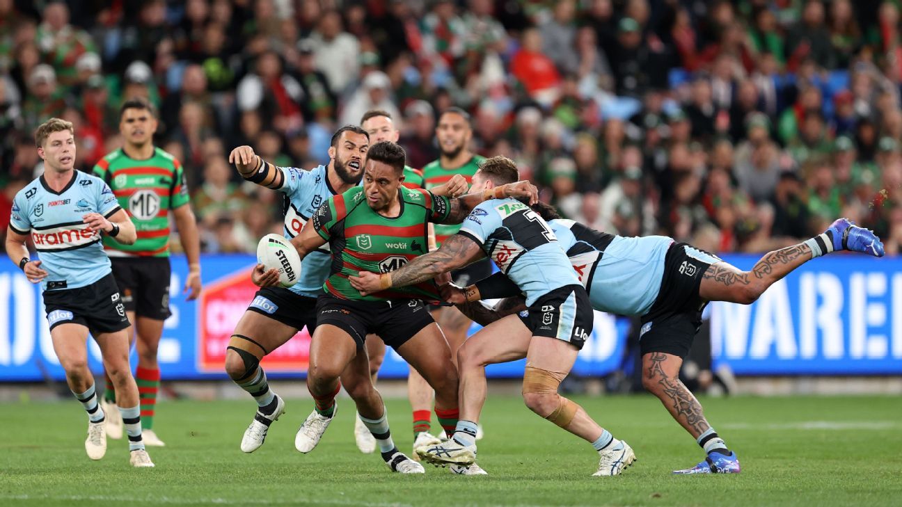 NRL Finals Week 2 South Sydney Rabbitohs forward Tevita Tatola escapes ...