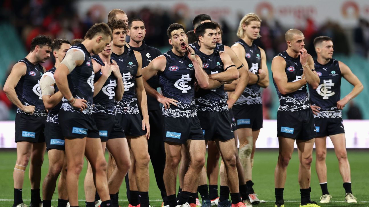 AFL: Michael Voss says Carlton's injury toll no excuse for big loss - ESPN