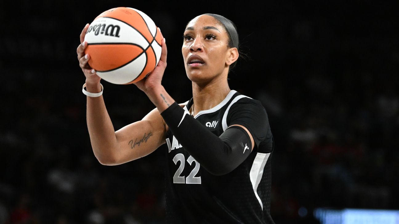 A'ja Wilson sets franchise scoring record as Aces top Wings - ESPN