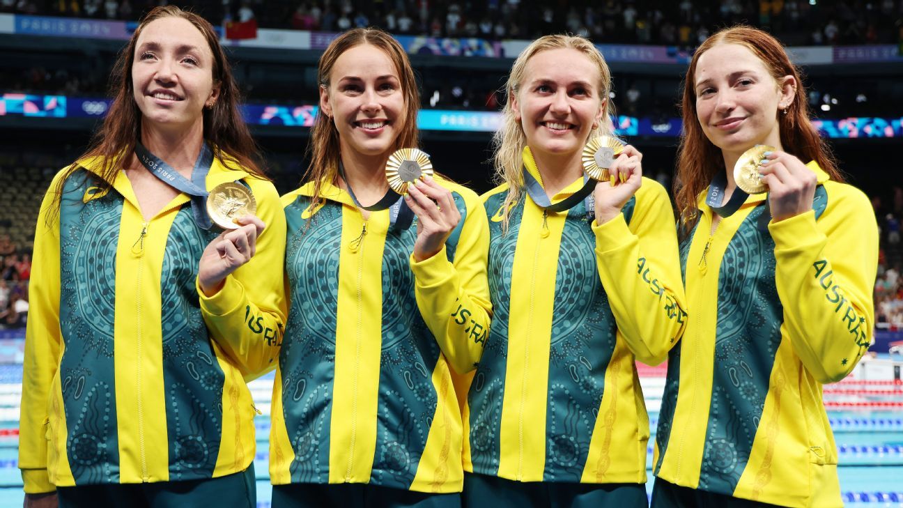 Olympics: Australia win women's 4x200m freestyle gold in Paris - ESPN