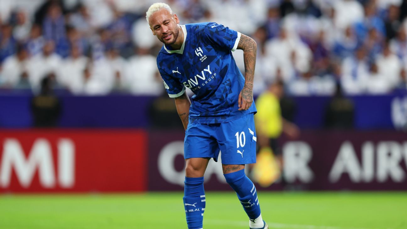 Neymar se volvió a lesionar y apenas pudo jugar media hora en el triunfo de Al-Hilal - ESPN
