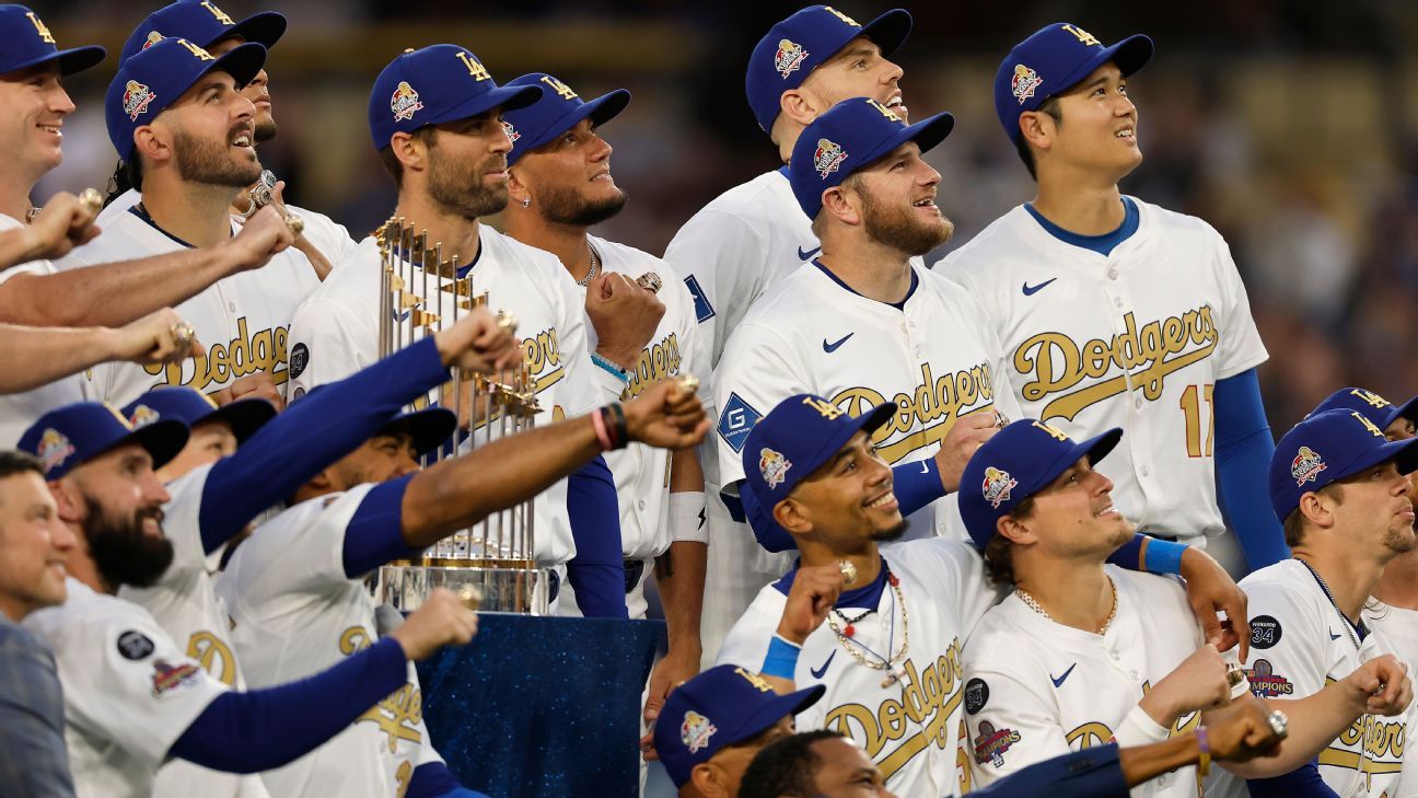 Dodgers reciben brillantes anillos de la Serie Mundial - ESPN