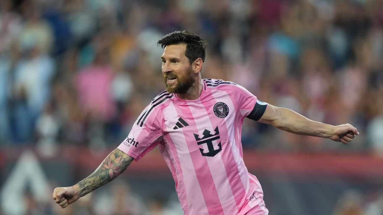 Messi, encendido: metió un doblete para Inter Miami ante New England Revolution - ESPN